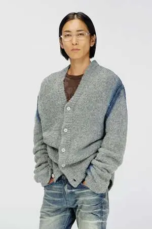 DIESEL® Alpaca-blend Cardigan With Spray-dyed Seams