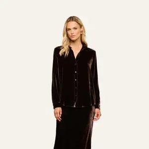 L'Agence Argo Velvet Blouse Top