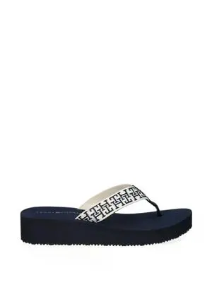 Tommy Hilfiger The Monogram-print Platform Flip-flops - Neutrals