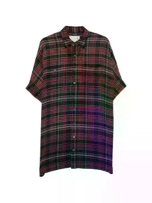 R13 Plaid Oversized Mini Shirtdress - Black