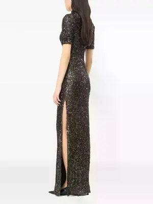 ROTATE BY BIRGER CHRISTENSEN Sequin-embellished Side-slit Dress