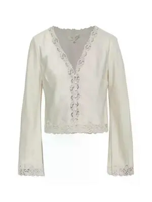 LoveShackFancy Fioretta Lace-trim Blouse - White