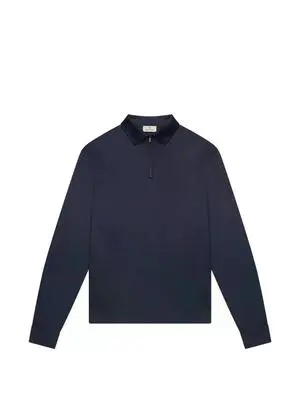 VALENZA Zip-neck Long-sleeve Polo Shirt