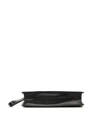 Loewe 2002-2026 Textured Leather Anagram Flap Clutch Bag - Black