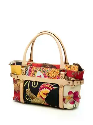 FERRAGAMO 2000-2026 Printed Satin And Leather Fiera Satchel