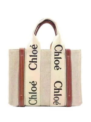 Chloé 2010-2026 Small Canvas Woody Tote Satchel - Neutrals