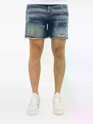FLANEUR Distressed Frayed-hem Denim Shorts - Blue