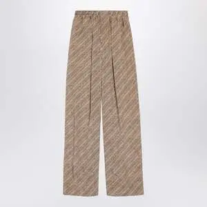 Balenciaga And Black Monogram Silk Crêpe Trousers