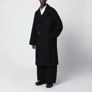 LEMAIRE Double-breasted Coat In Wool And Alpaca - Black