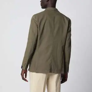 SANTANIELLO Olive Slim-fit Single-breasted Linen Blazer - Green