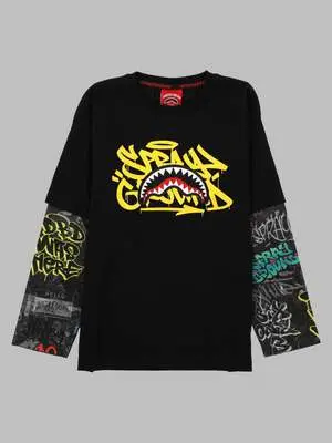 SPRAYGROUND Tag Double Over T Shirt Blk