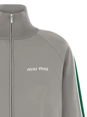 Miu Miu Logo Embroidery Sweatshirt - Gray