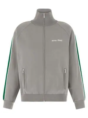 Miu Miu Logo Embroidery Sweatshirt - Gray