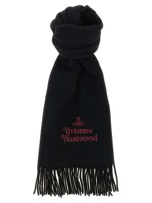 VIVIENNE WESTWOOD Logo Embroidery Scarf - Black