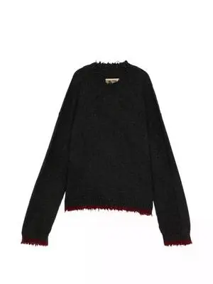 UMA WANG Distressed Slong-sleeve Sweater - Grey