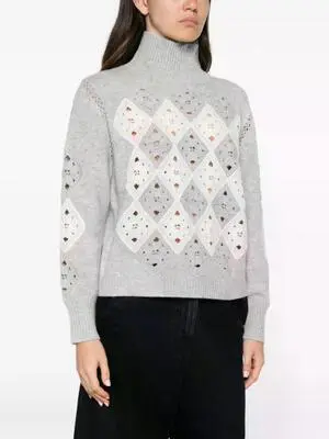 ERMANNO FIRENZE Argyle Crochet-knit Sweater
