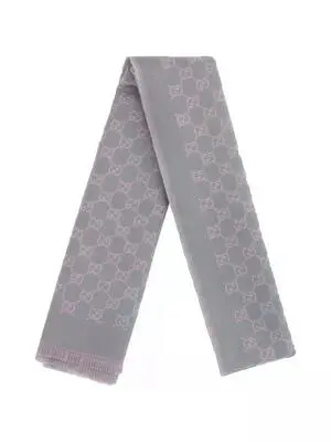 Gucci Gg-monogram Fringed Scarf Grey