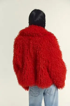 Free People Cherry Bomb Faux Fur Jacket