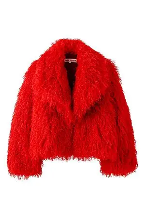 Free People Cherry Bomb Faux Fur Jacket