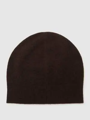 REISS Mollie 100% Cashmere Beanie - Chocolate