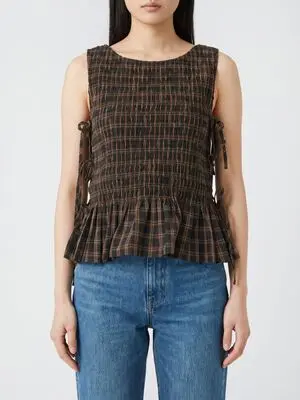 GANNI T-shirt - Brown