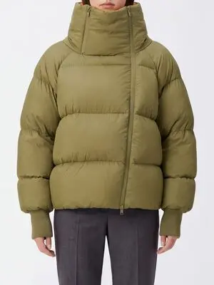 GANNI Future Quilted Nylon Puffer Jacket With Funnel Neck And Side Zip - Olive