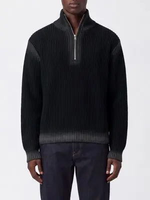 Camper Ribbed Wool Blend Half-zip High Neck Jumper - Black