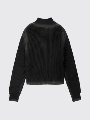 Camper Ribbed Wool Blend Half-zip High Neck Jumper - Black