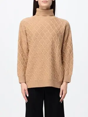 Max Mara Wool And Cashmere Turtleneck Jumper With Dropped Shoulders Camel