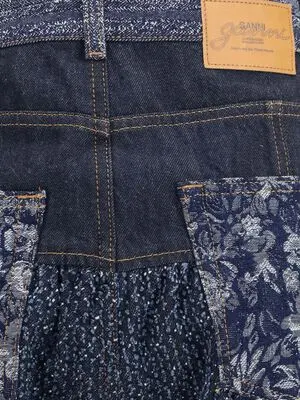 GANNI High-waisted Wide Leg Jeans In Patchwork Cotton Denim
