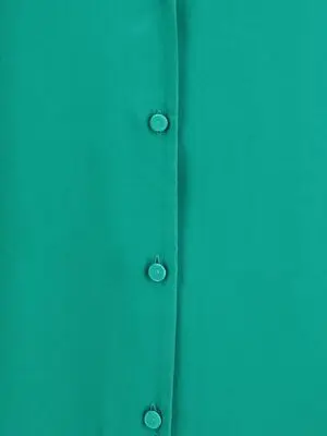 FORTE_FORTE Long-sleeve Pure Silk Shirt With V-neck - Blue