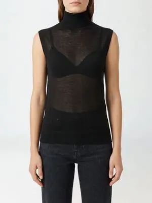 Polo Ralph Lauren Sleeveless 100% Wool Turtleneck Top With A Slim Fit Black