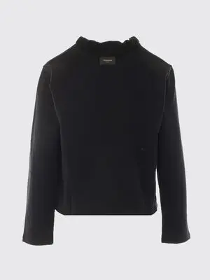 Repetto Long-sleeved Cotton T-shirt With A Ruffled Collar - Black