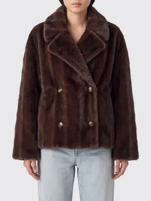 SWORD 6644 Double-breasted Short Faux Fur Coat In A Shearling Style