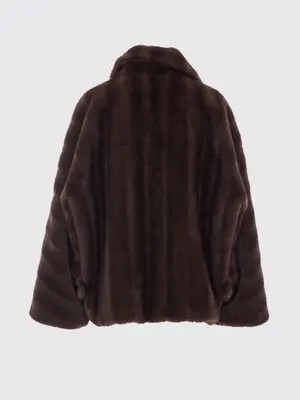SWORD 6644 Double-breasted Short Faux Fur Coat In A Shearling Style