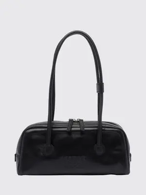 MARGESHERWOOD Boston Shoulder Bag In Smooth Calf Leather With Logo - Black
