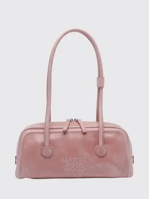 MARGESHERWOOD Boston Shoulder Bag In Smooth Calf Leather With Logo - Pink