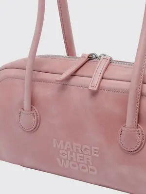MARGESHERWOOD Boston Shoulder Bag In Smooth Calf Leather With Logo - Pink