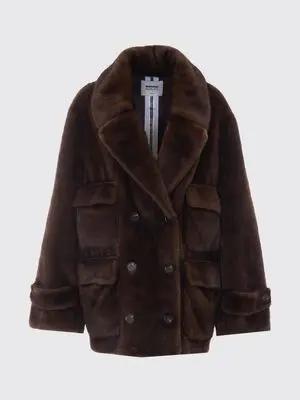 SWORD 6644 Short Double-breasted Faux Fur Jacket With Lapels