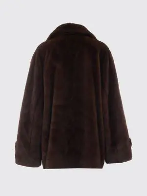 SWORD 6644 Short Double-breasted Faux Fur Jacket With Lapels