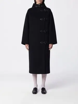 RÓHE Long Duffle Coat In Wool And Cashmere Blend With Padded Hood - Blue