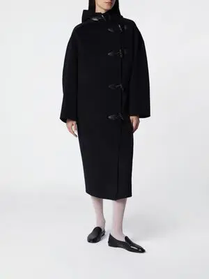 RÓHE Long Duffle Coat In Wool And Cashmere Blend With Padded Hood