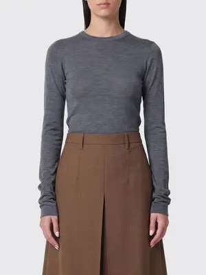 RÓHE Slim Fit Crew-neck Jumper In Pure Wool With A Curved Hem - Grey