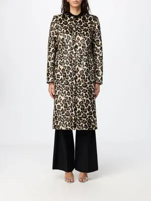 COLLINI MILANO 1937 Long Single-breasted Animalier Pony Hair-effect Coat