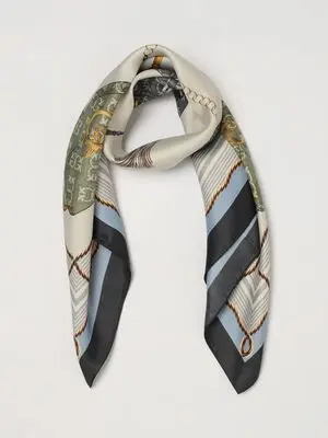 Pinko Love Birds Graphic Print Silk And Viscose Square Scarf