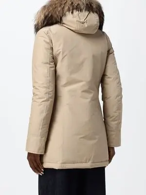Woolrich Arctic Water-repellent Knee-length Parka With Shearling Hood - Burnt