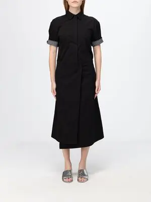 Loewe Asymmetric Hem Silk And Cotton Wrap Midi Shirt Dress - Black