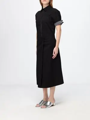 Loewe Asymmetric Hem Silk And Cotton Wrap Midi Shirt Dress