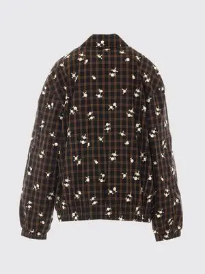 GANNI Check And Floral-embroidered Organic Cotton Bomber Jacket