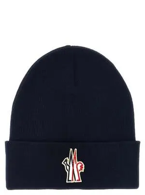 Moncler Logo Patch Beanie - Blue